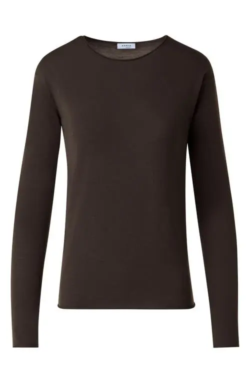 Akris Wool Crewneck Top - Bark