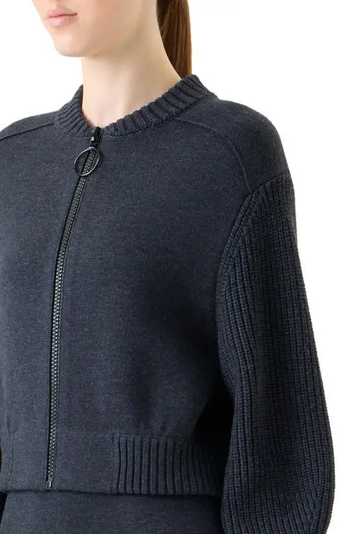 Akris Stretch Virgin Wool Bomber Jacket