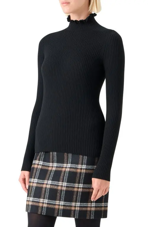 Akris Ruffle Mock Neck Wool Sweater
