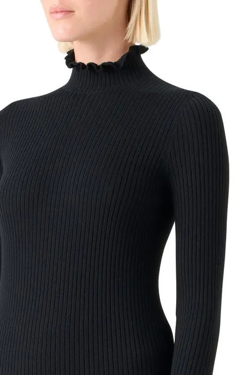 Akris Ruffle Mock Neck Wool Sweater