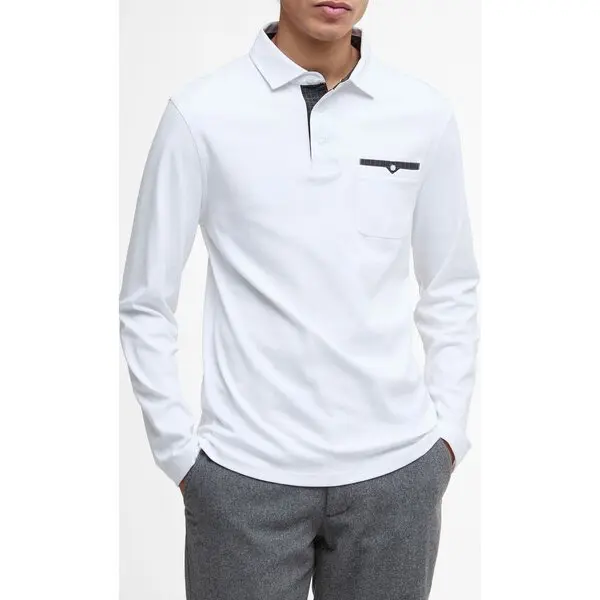 Barbour Corpatch Long Sleeve Polo - White