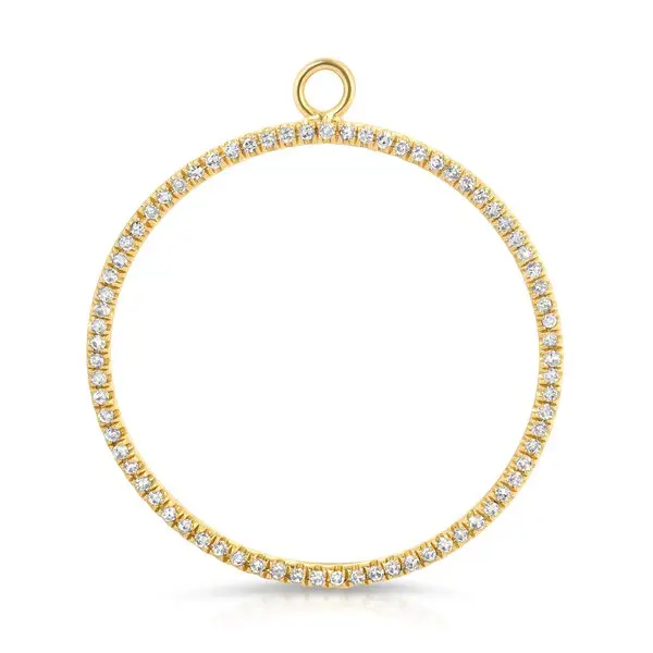 Maya Brenner Designs Circle Ear Jacket Pav - 14k Yellow Gold