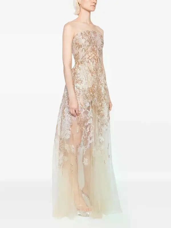 Saiid Kobeisy Embroidered Maxi Dress - Gold | Editorialist