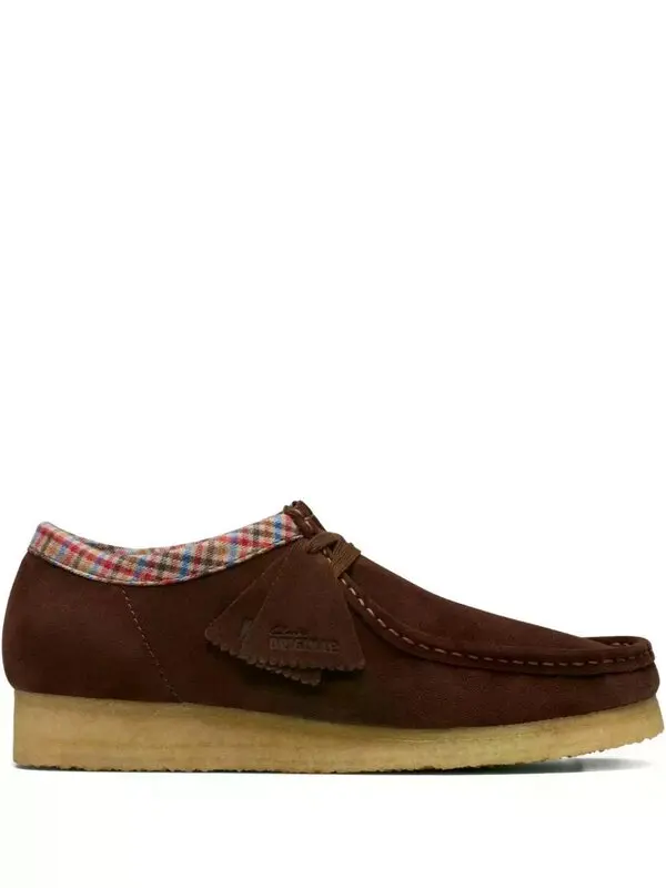 Clarks Suede Boots With Check Trim - Brown