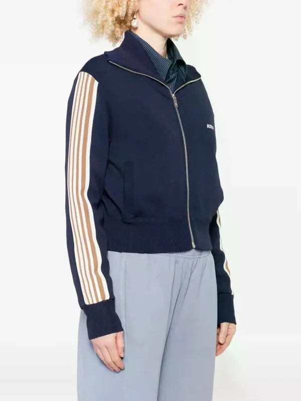 AUTRY Stripe-detail Zip-up Sweatshirt - Blue