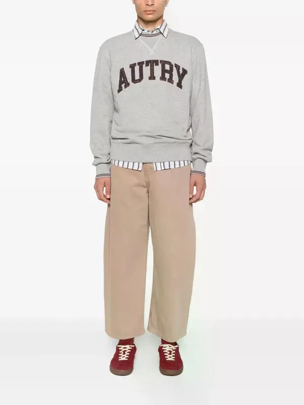 AUTRY Logo-embroidered Crew-neck Sweatshirt - Grey