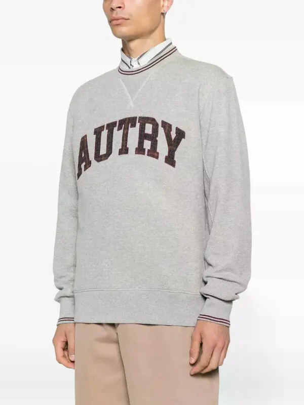 AUTRY Logo-embroidered Crew-neck Sweatshirt - Grey