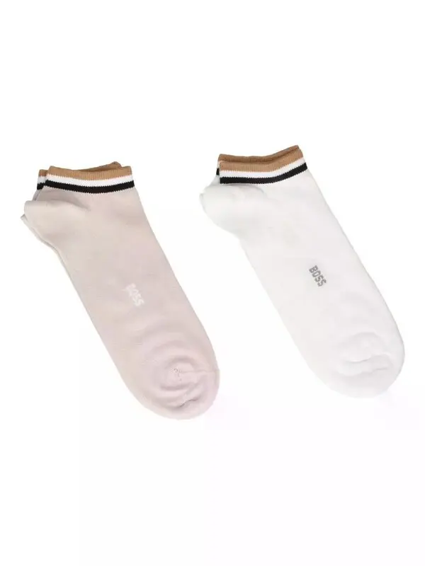 BOSS Stripe-detail Ankle Socks - Neutrals