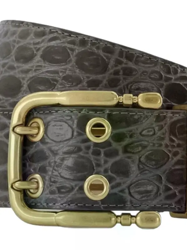 By Far Croc-embossed Buckle Belt - Grey