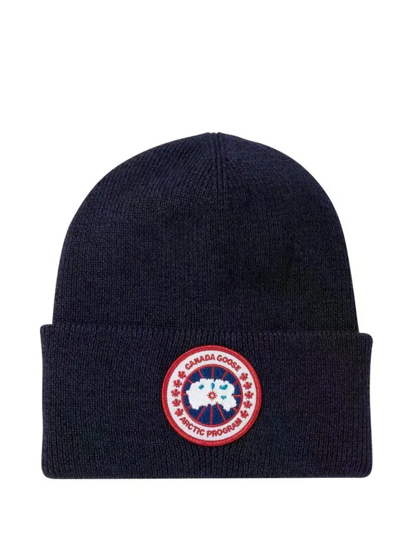 Canada Goose Logo-patch Wool Beanie - Blue