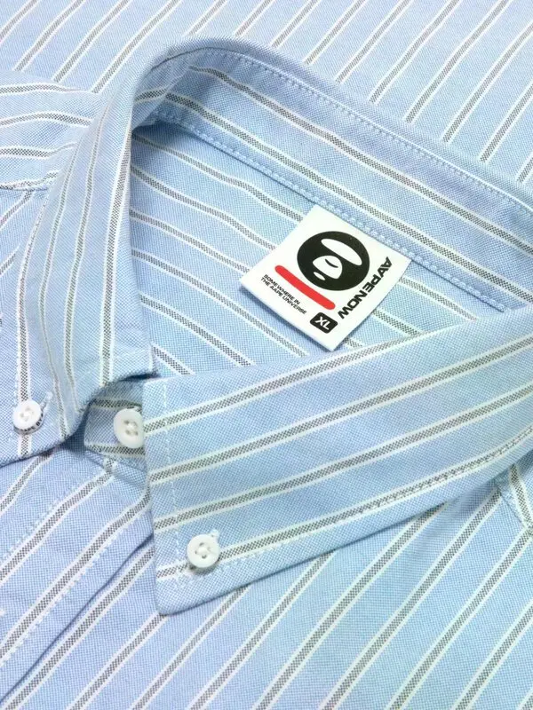 AAPE BY *A BATHING APE Striped Logo-embroidered Shirt - Blue