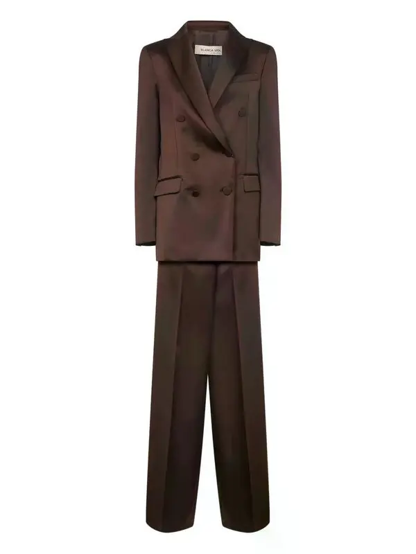 BLANCA VITA Peak-lapel Double-breasted Suit - Brown