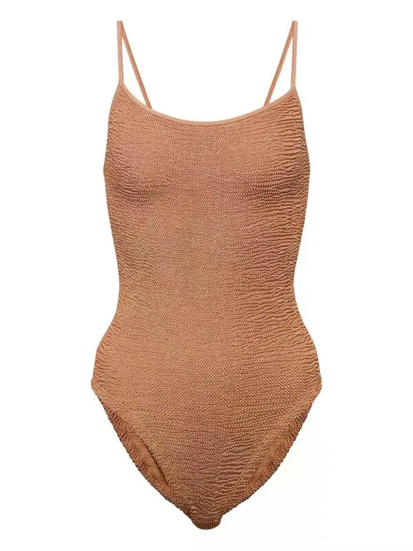 Hunza G Spaghetti-strap Textured Swimsuit - Brown