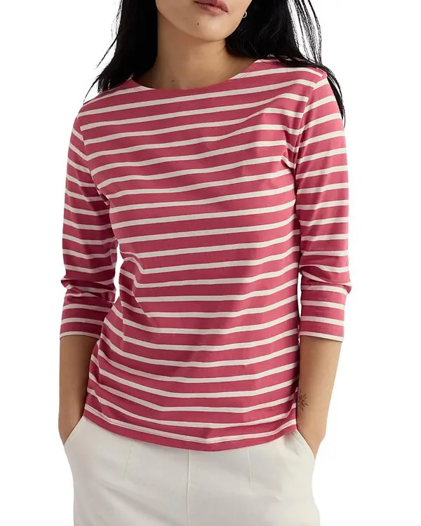 SEASALT CORNWALL Sailor Quarter Sleeve Top - Breton Echinacea