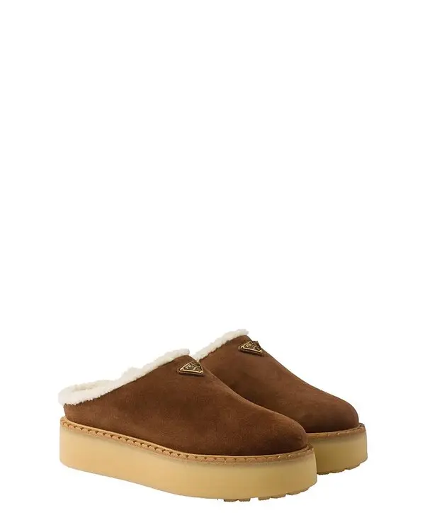 Prada Suede Slippers - Brown
