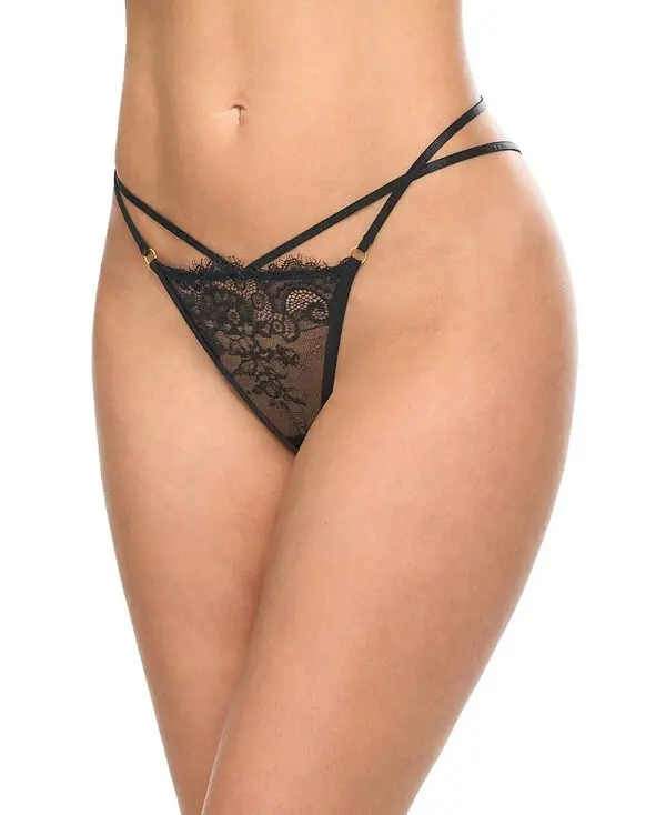 OH LA LA CHERI Indie Lace Tanga Panty - Black