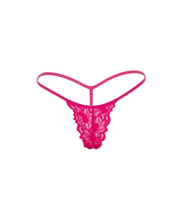 OH LA LA CHERI Marcia Lace Micro G-string Panty - Pink Yarrow