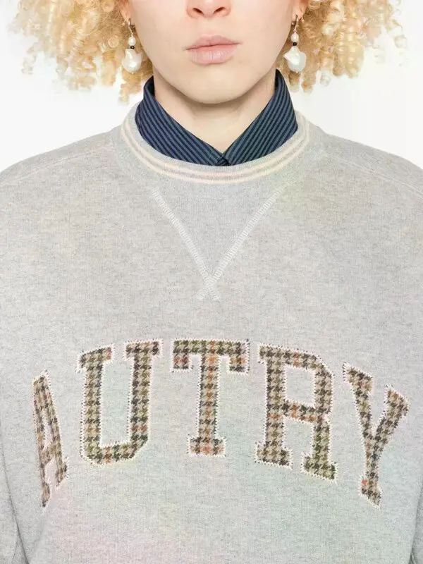 AUTRY Embroidered Checked Lettering Sweatshirt