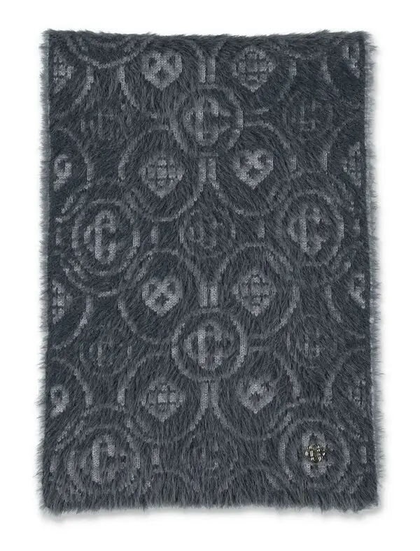 Casablanca Merino Wool Blend Fluffy Monogram Scarf - Grey