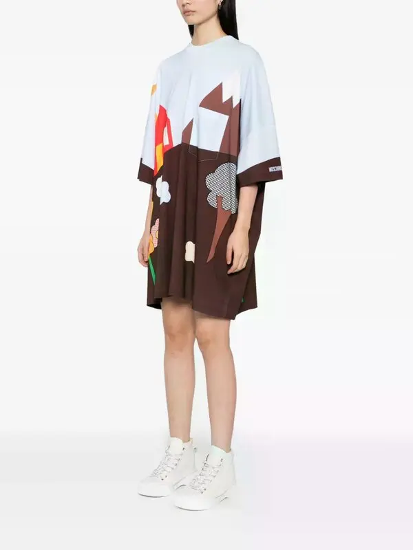 Moschino Graphic-print Three-quarter Sleeve Dress