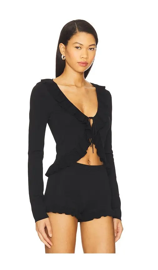 Majorelle Layilah Ruffle Cardigan - Black