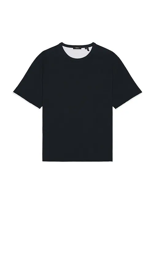 Theory Double Layered Tee In Blue - Baltic & White