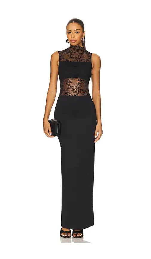 fitted lace wedding dress Boho Chic Bandeau Off Shoulder Maxi Dress Black / L main image 0