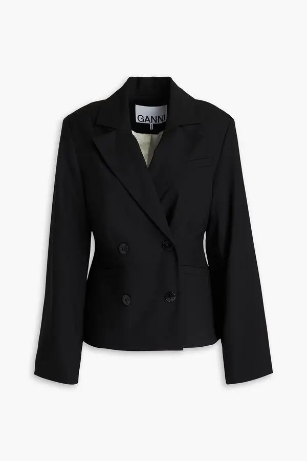 GANNI Double-breasted Woven Blazer