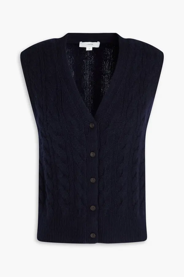 Vince Cable-knit Wool-blend Vest - Midnight Blue