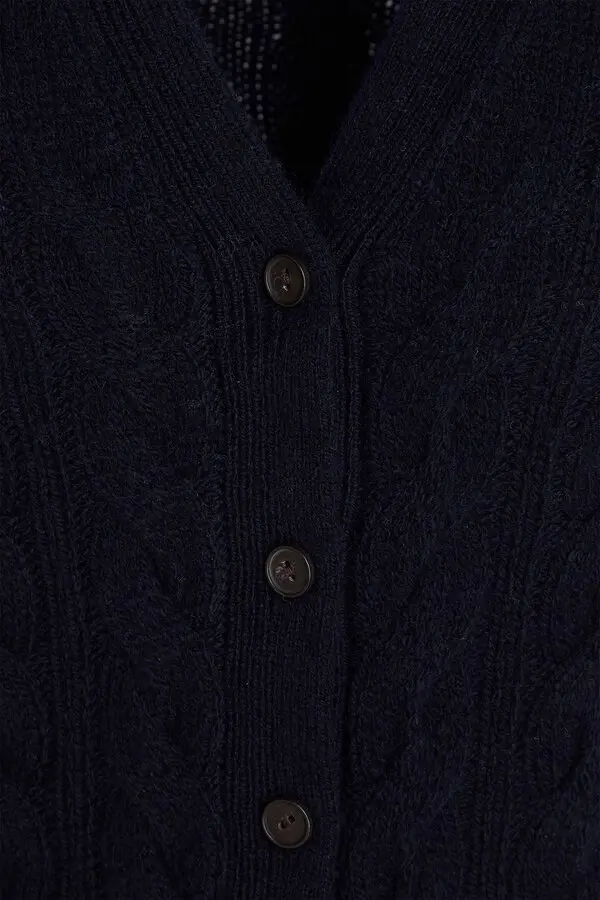 Vince Cable-knit Wool-blend Vest - Midnight Blue