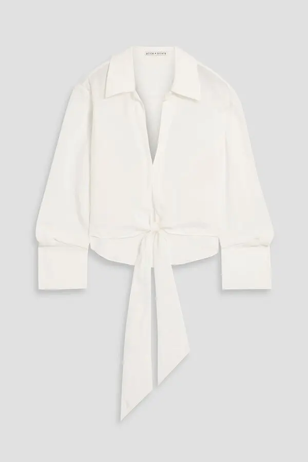 Alice + Olivia Hannon Cupro Shirt - Off-white