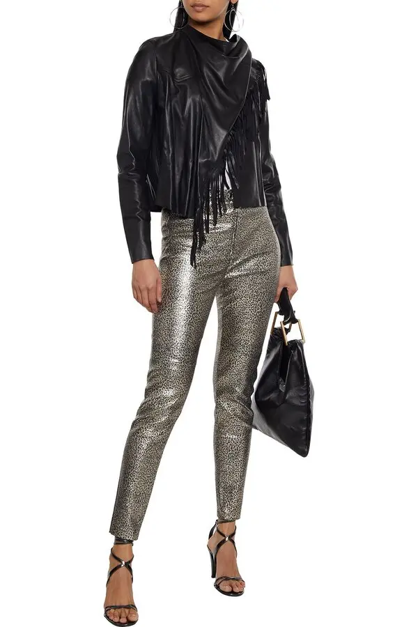 Isabel Marant Étoile Etienne Metallic Leopard-print Leather Pants