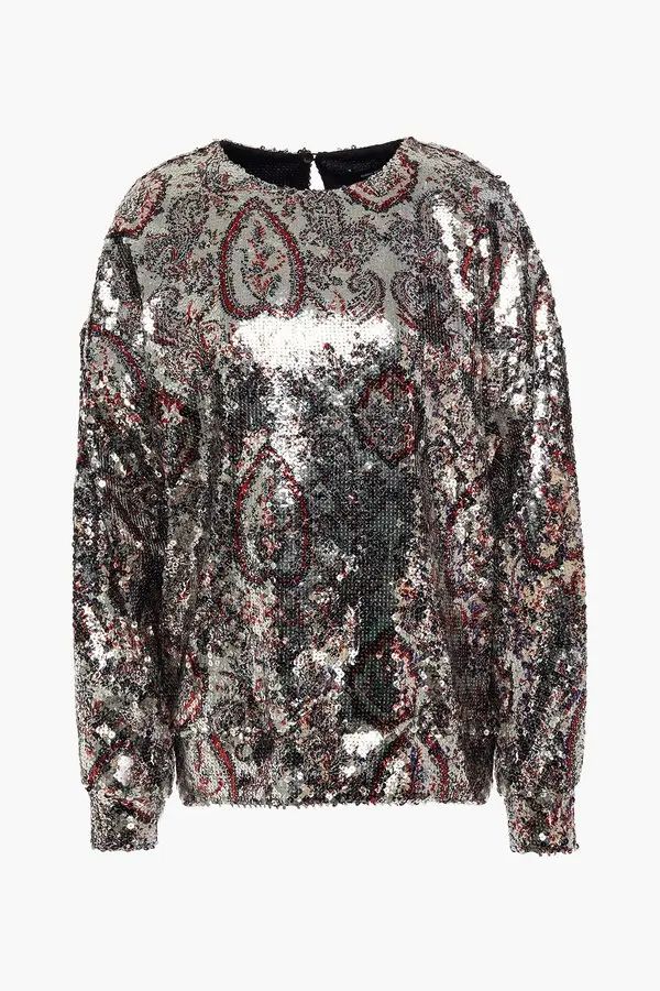 Isabel Marant Olivio Printed Sequined Tulle Top