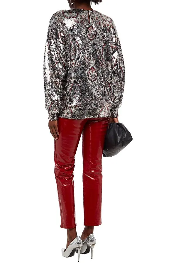 Isabel Marant Olivio Printed Sequined Tulle Top