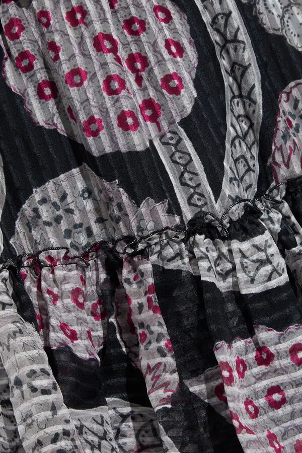 Isabel Marant Étoile Ruffled Printed Silk Jacquard Mini Skirt