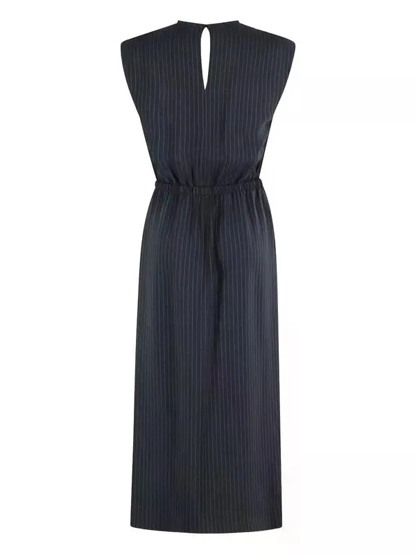 TELA Pinstripe Shoulder-padded Dress