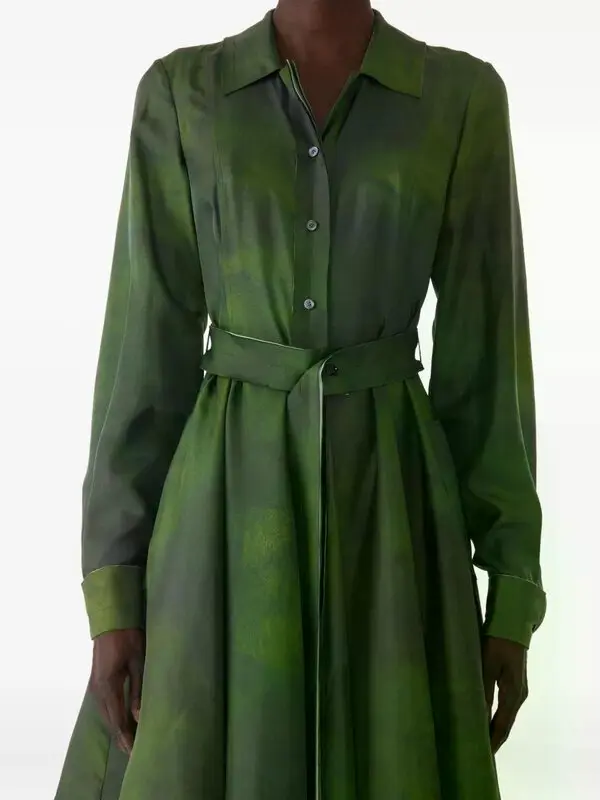 Jason Wu Smudged Canvas Silk Twill Midi Shirt Dress - Green - 70% Off |  Editorialist