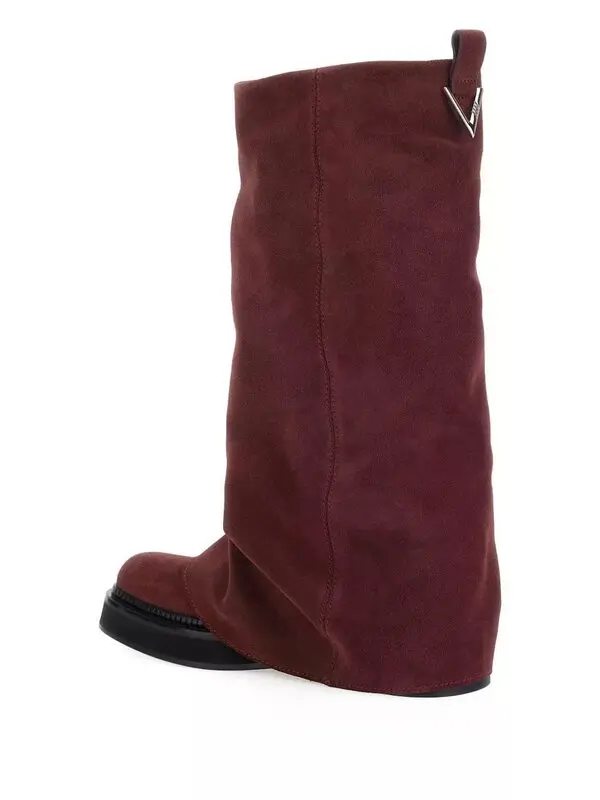 Attico Robin Suede Combat Boots - Red