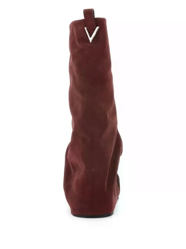 Attico Robin Suede Combat Boots - Red