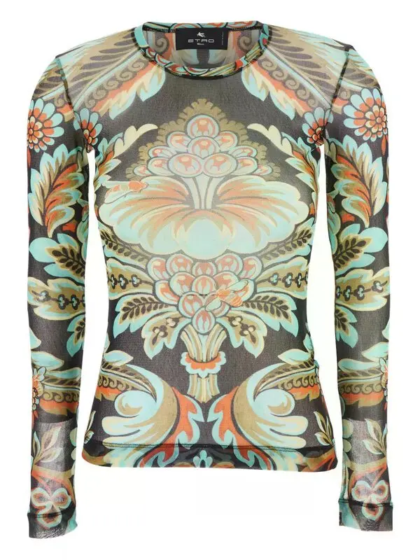 Etro Paisley-print Mesh Top