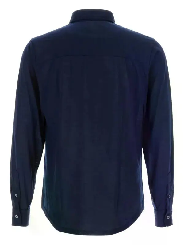 Fedeli Buttoned-front Wool Shirt - Blue