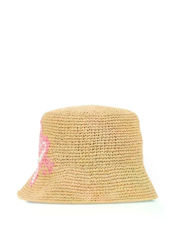 Prada Crochet Floral-embroidery Bucket Hat - Neutrals