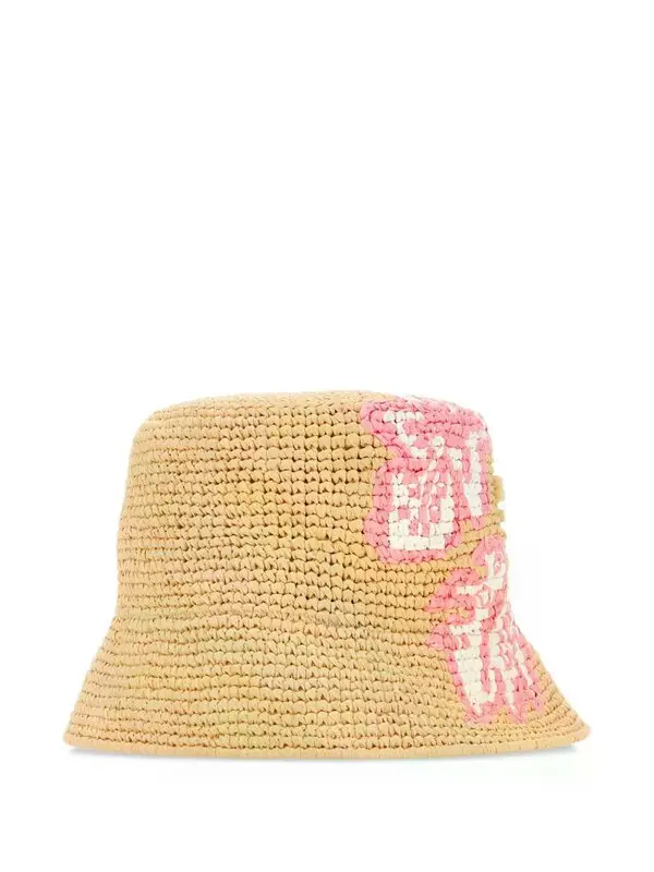 Prada Crochet Floral-embroidery Bucket Hat - Neutrals