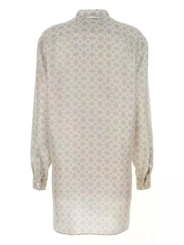 Prada Printed Silk Shirt Dress - Neutrals