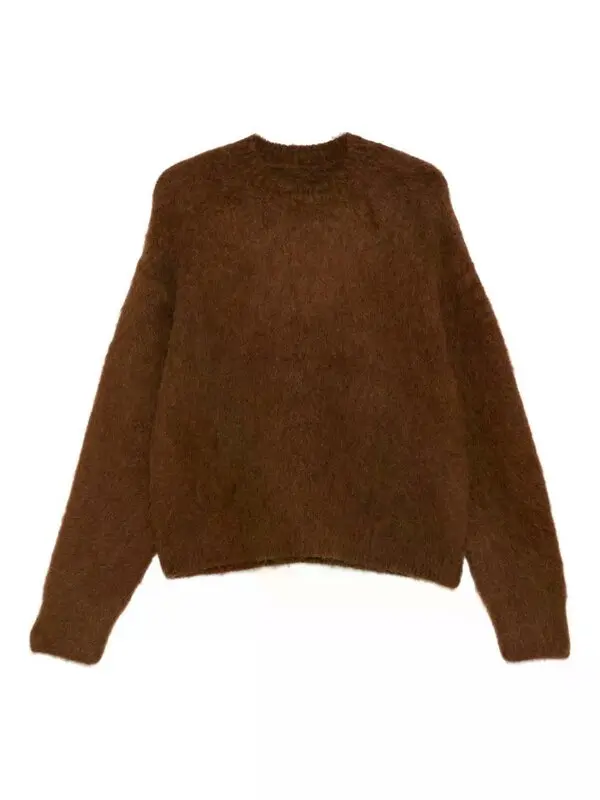 UMA WANG Fluffy Crew-neck Sweater - Brown