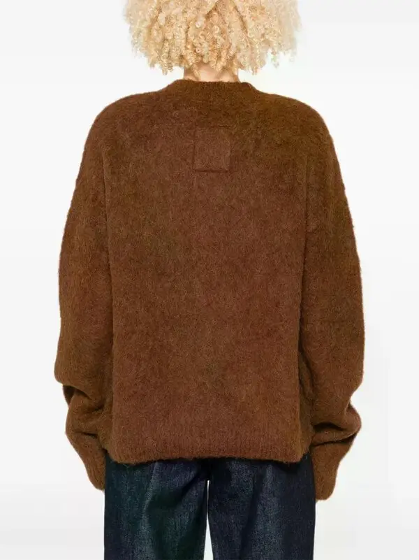 UMA WANG Fluffy Crew-neck Sweater - Brown