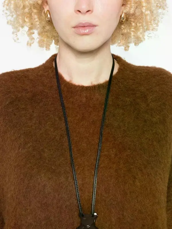 UMA WANG Fluffy Crew-neck Sweater - Brown