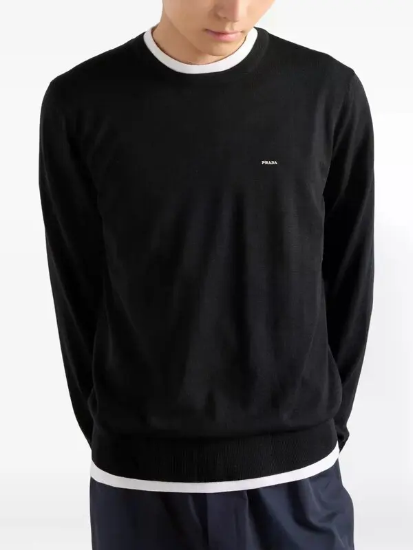 Prada Embroidered Wool Long-sleeve Sweater