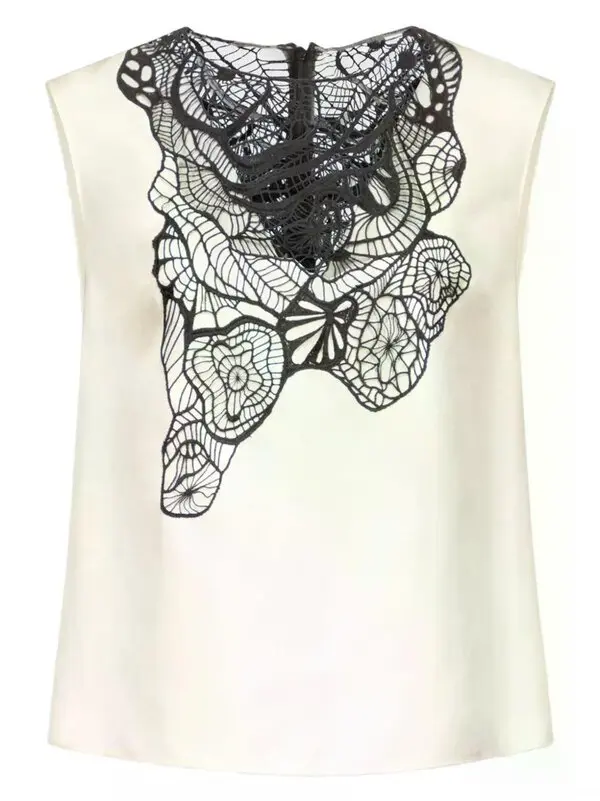 Loulou De Saison Lace-applique Sleeveless Blouse - White