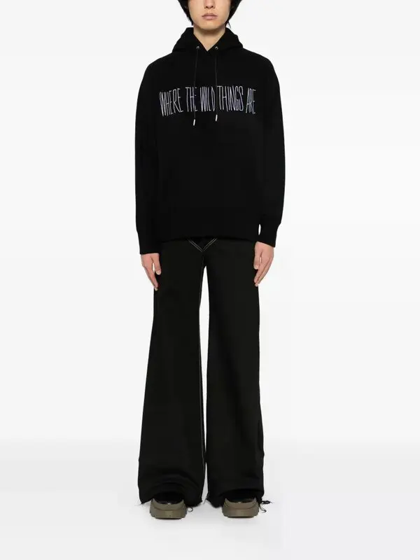 Sacai Slogan-embroidered Hoodie